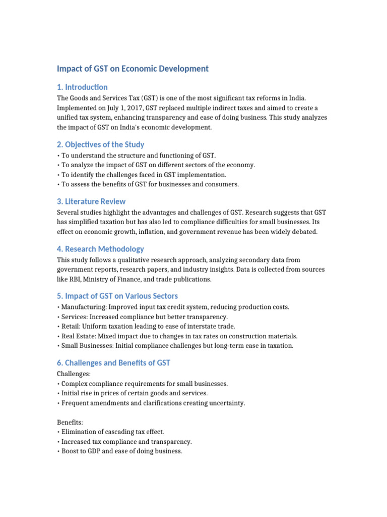 Impact of GST On Economic Development | PDF