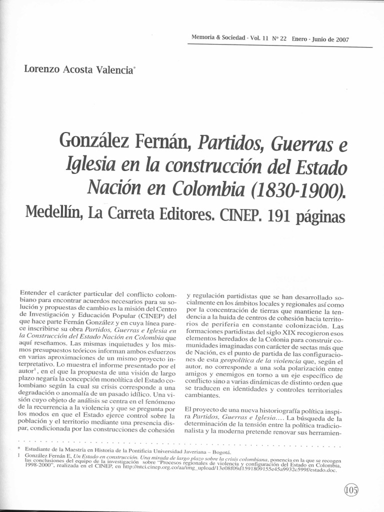 Fernan Gonzalez, Iglesia y Partidos Politicos. | PDF