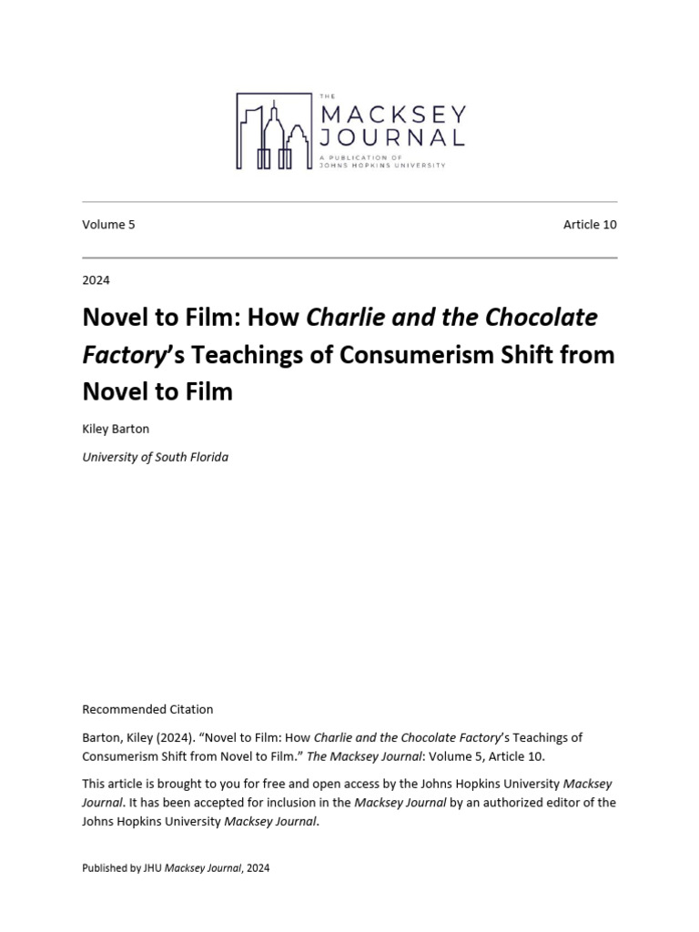 Novel To Film: How Charlie and The Chocolate Factory's Teachings of ...