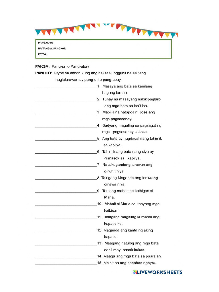 Worksheet 2328092 | PDF