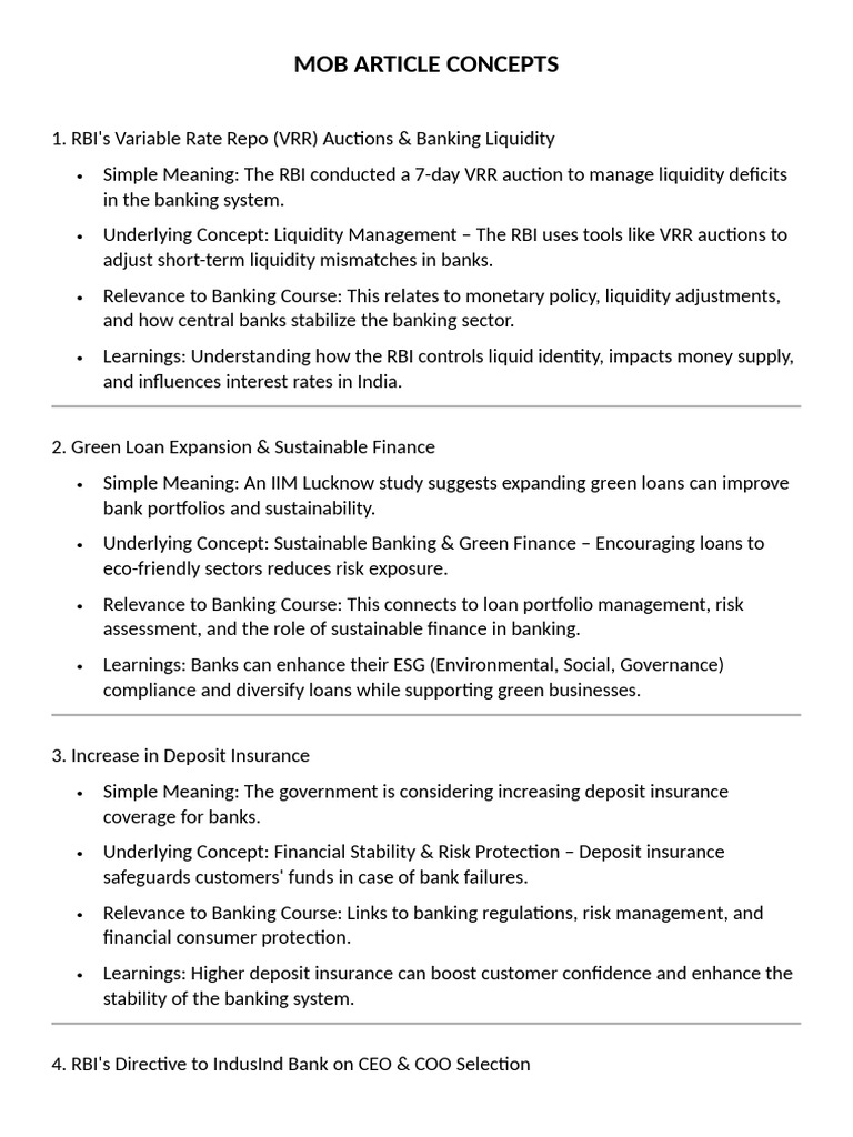 MOB ARTICLE CONCEPTS | PDF | Reserve Bank Of India | Banks