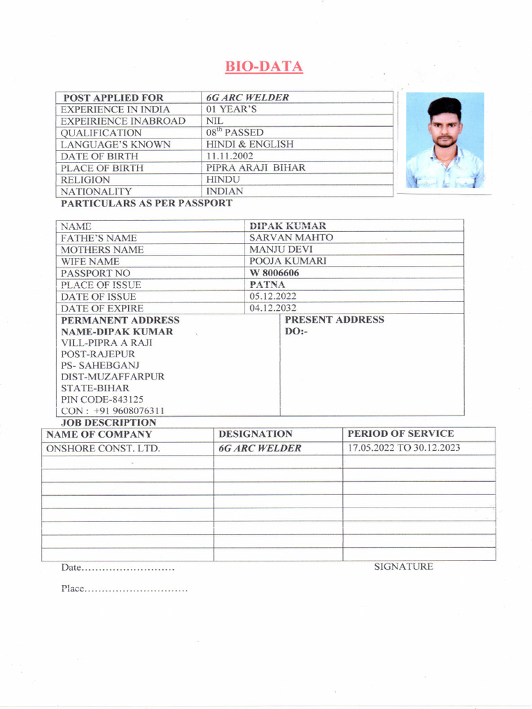 Dipak Kumar (6G Arc Welder) | PDF