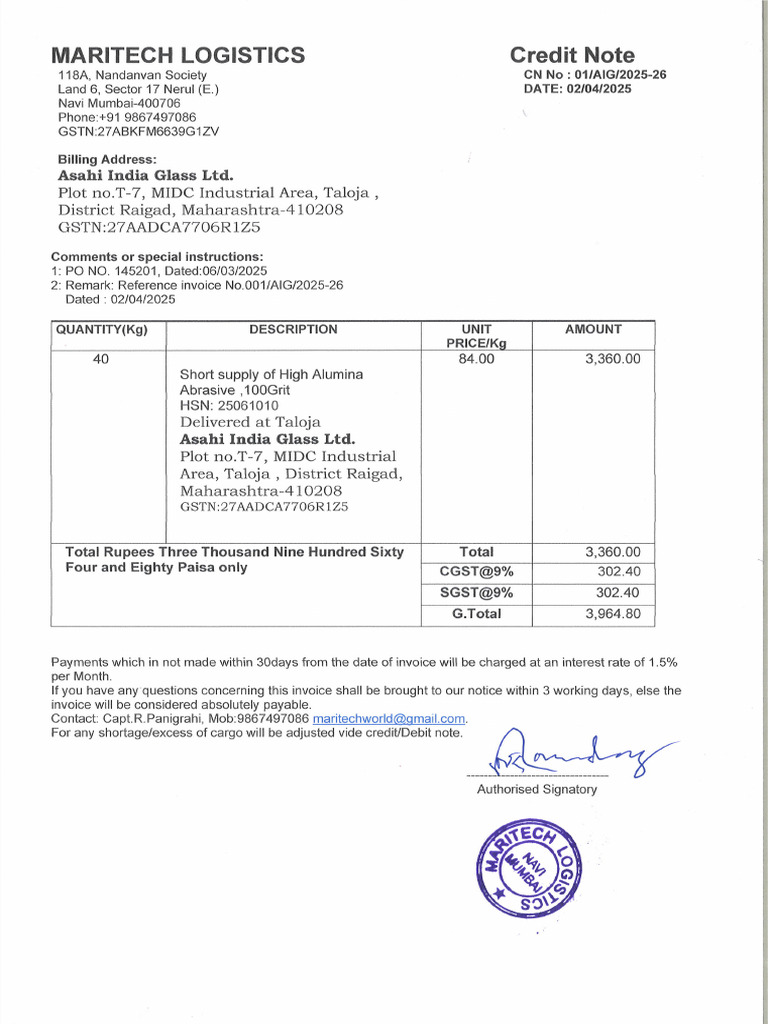 Credit Note | PDF