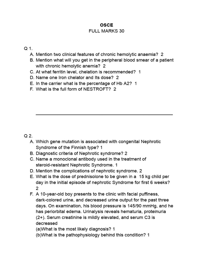 Pediatrics Third Year OSPE (2) | PDF
