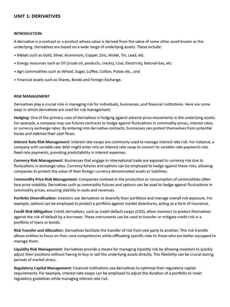 FINANCIAL DERIVATIVES & RISK MANAGEMENT Complete (1) | PDF | Futures ...