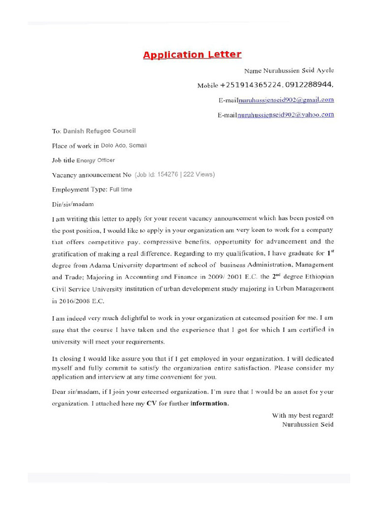 Application Latter CV | PDF