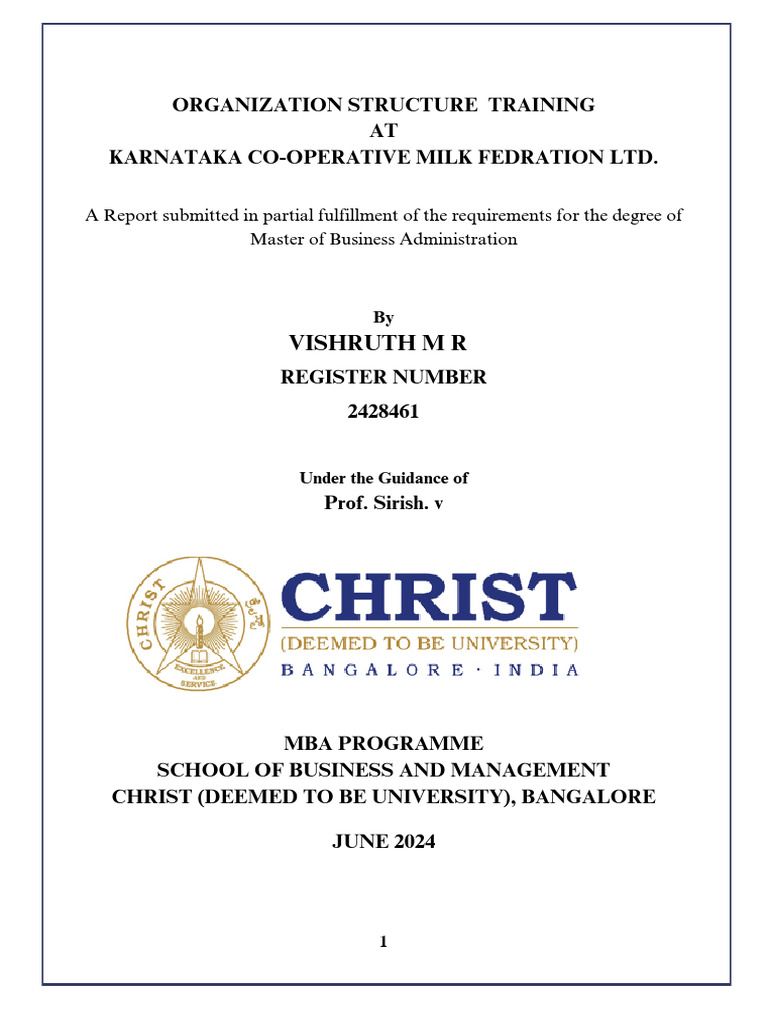 KMF Organizational Structure Training Report | PDF | Expense | Milk