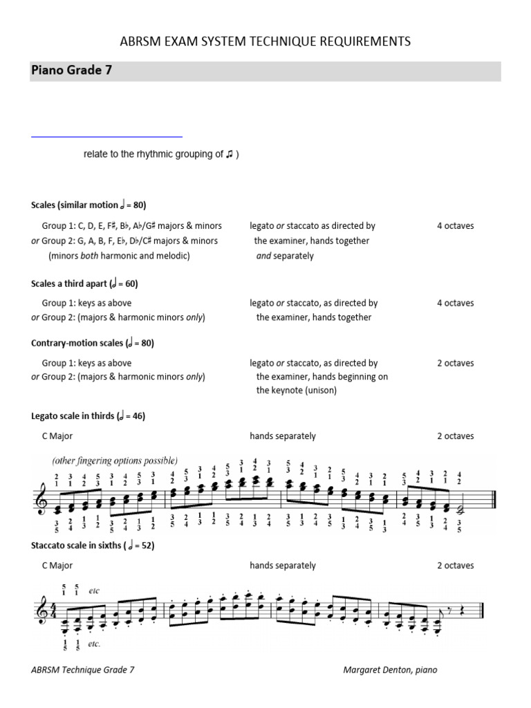 ABRSM Technique Grade 7 | PDF | Interval (Music) | Scale (Music)
