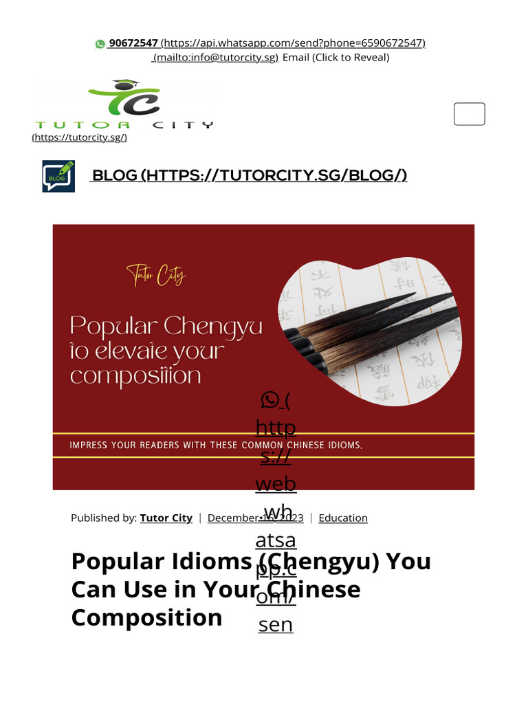 Popular Idioms (Chengyu) You Can Use in Your Chinese Composition | PDF