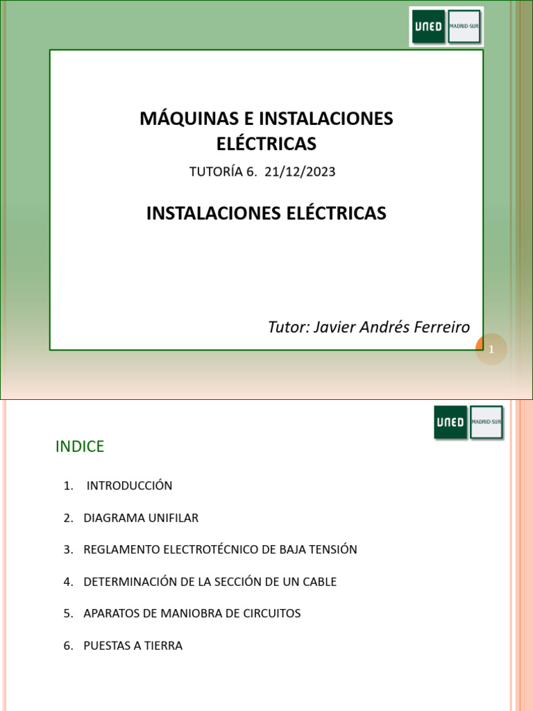 632 T6 Instalaciones El Ctricas 2023-24 | PDF | Corriente eléctrica | Ingenieria Eléctrica
