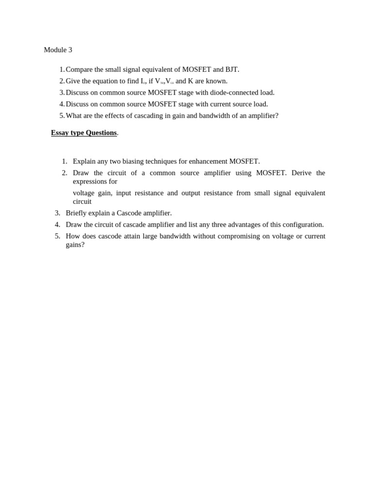 Analog Circuits Questions | PDF