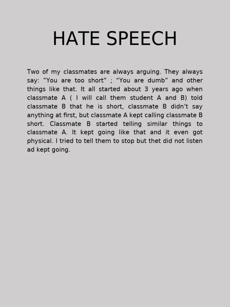 Bullying Hate Speech | PDF