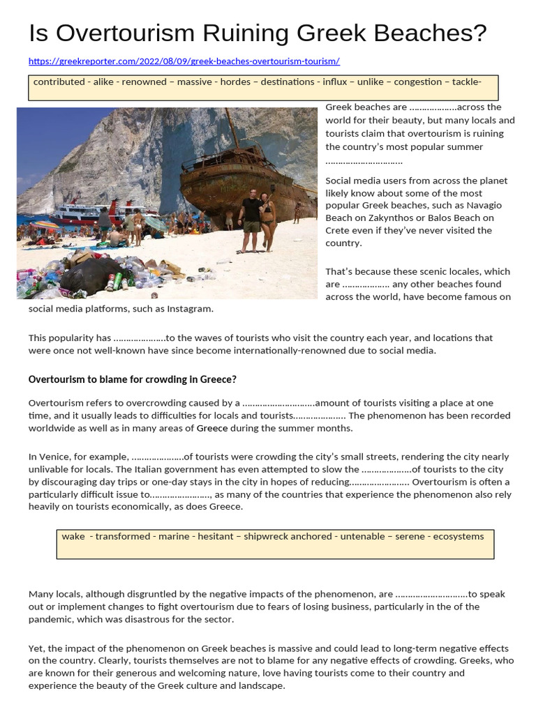 Overtourism's Impact on Greek Beaches | PDF | Tourism | Beach