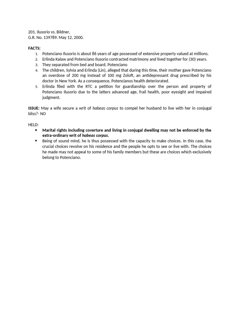 Ilusorio v. Bildner: Guardianship Ruling | PDF
