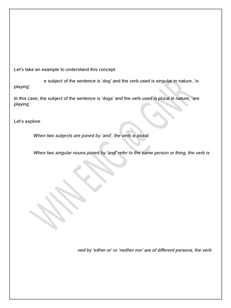 Subject-Verb Agreement Explained | PDF | Grammatical Number | Plural