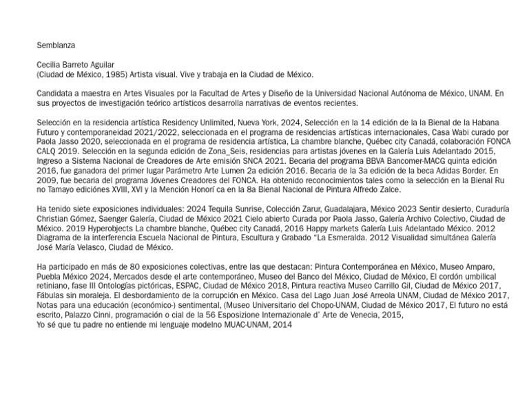 Bio Act 2024 | PDF | México | Las artes