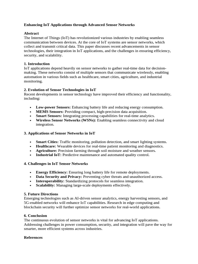 Enhancing IoT Applications Through Advanced Sensor Networks | PDF | Internet Of Things ...
