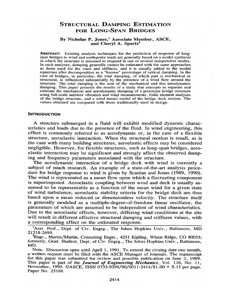Structural Damping Estimation For Long-Span Bridges | PDF | Damping | Classical Mechanics