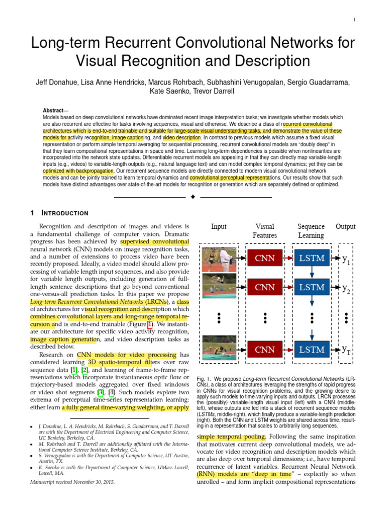 Long-term Recurrent Convolutional Networks For | PDF | Applied Mathematics | Computational ...