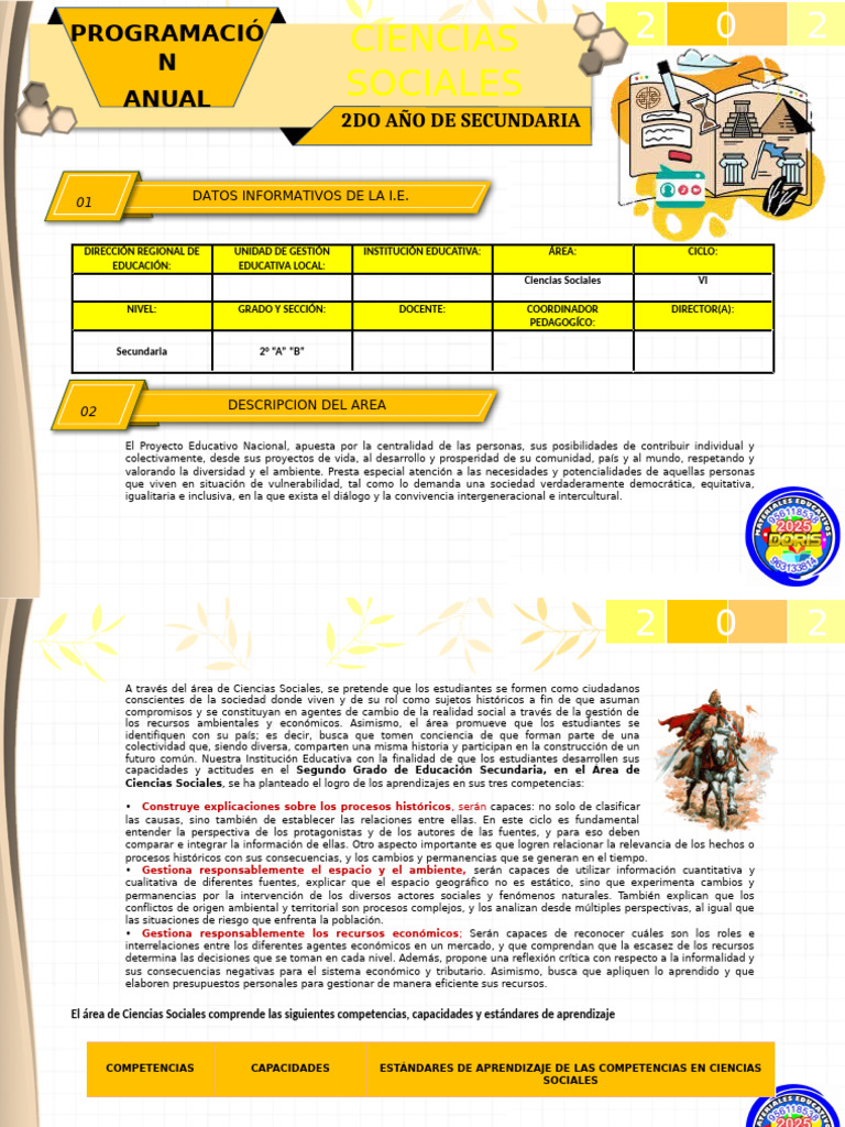 Programación Anual 2º CCSS 2025 | PDF | Imperio Inca | Nueva españa
