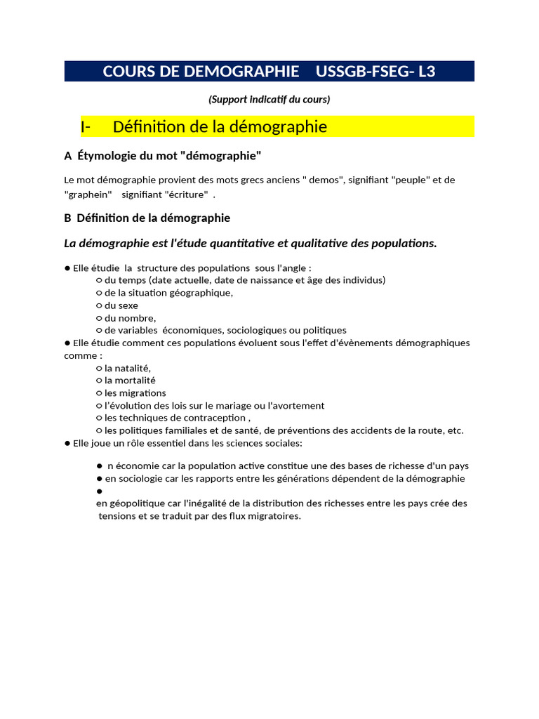 Introduction à la démographie et ses outils | PDF | Main-d'œuvre ...
