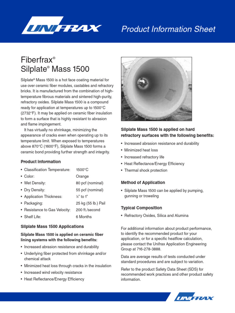 Silplate Mass Spec. Sheet | PDF | Refractory | Materials