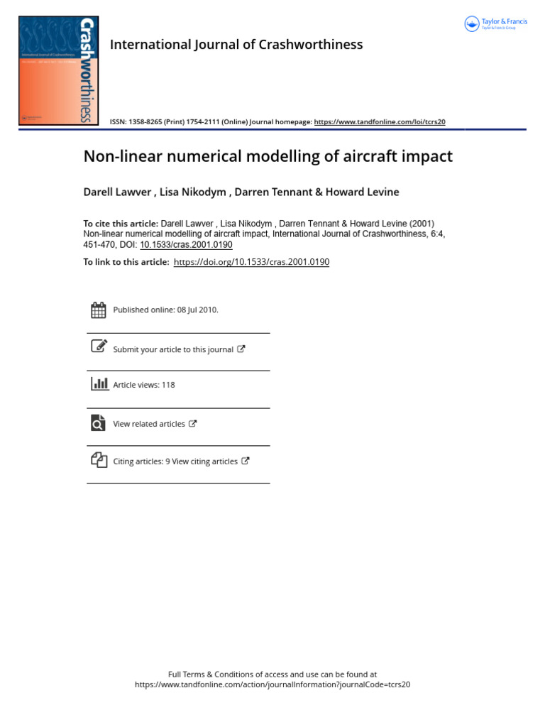 Non Linear Numerical Modelling of Aircraft Impact | PDF | Stress (Mechanics) | Fracture