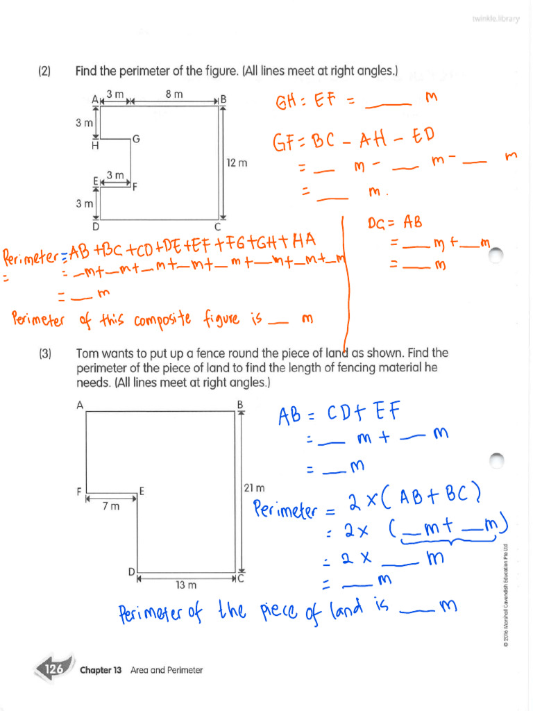 Area and Perimeter Guidelines to do WB 126-127 | PDF