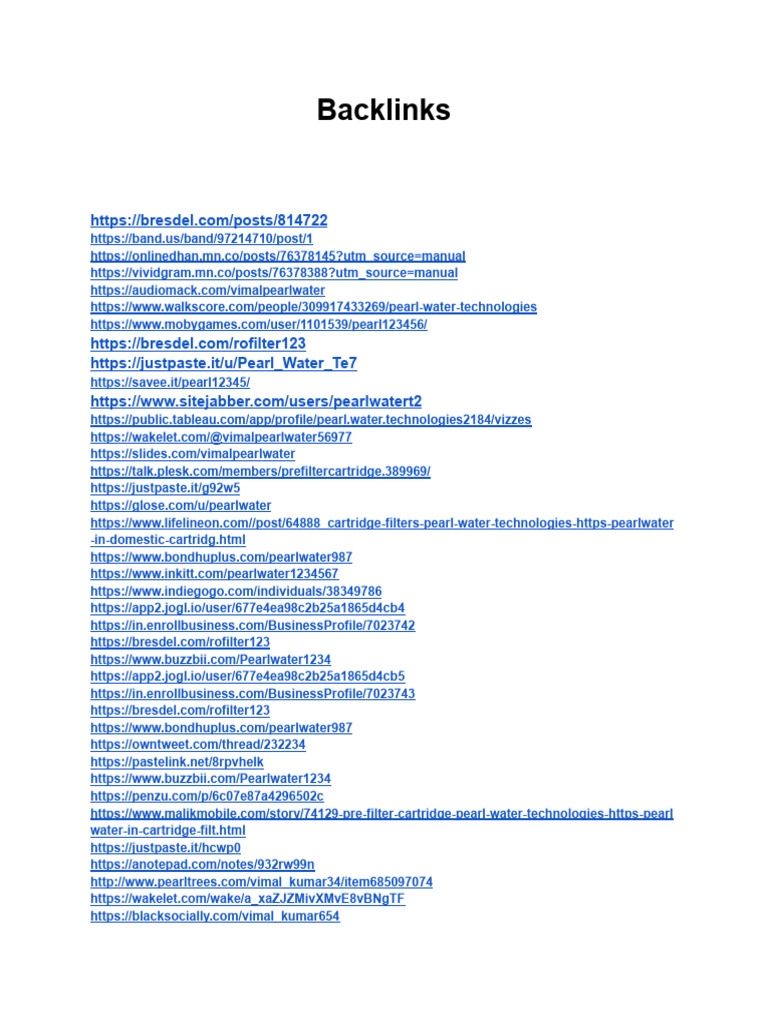 Pearl Water Technologies Backlinks | PDF