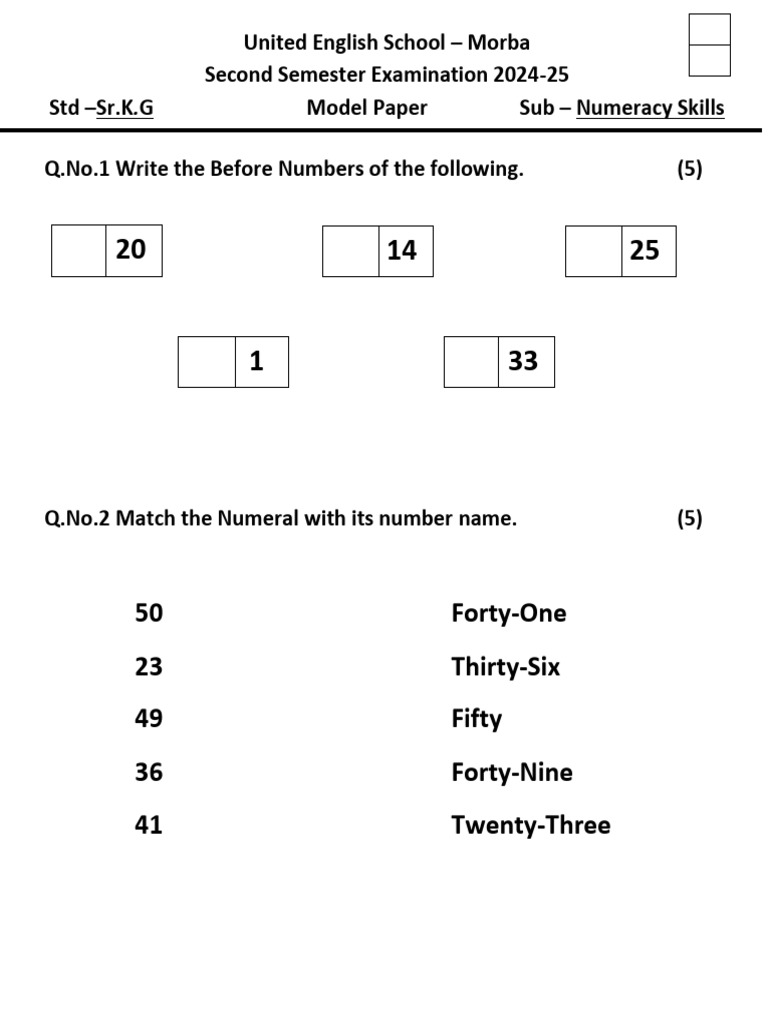 SR KG Numeracy (1) - 1 | PDF