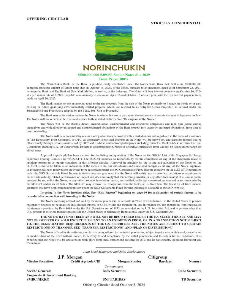 The Norinchukin Bank - Final OC | PDF | Investing | Investment Management