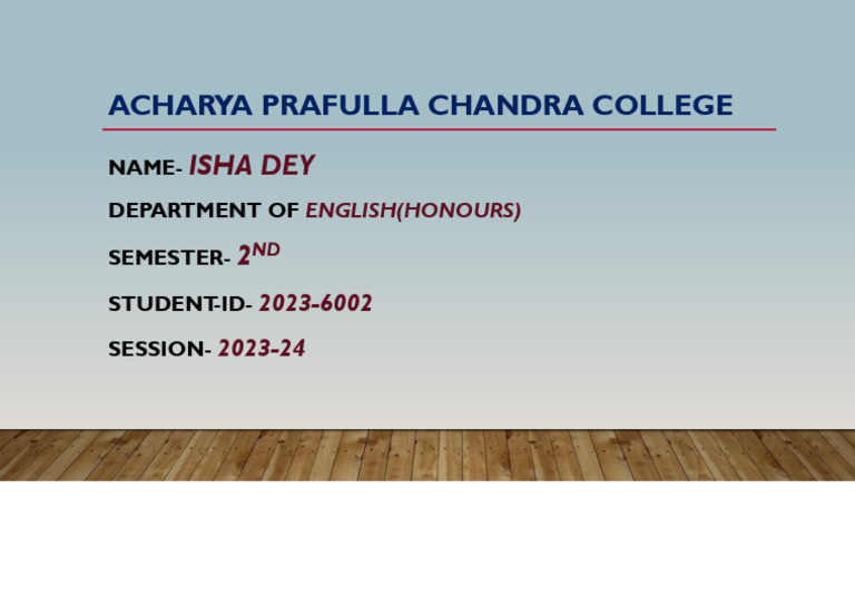 Isha Dey - English Honours Semester 2 | PDF
