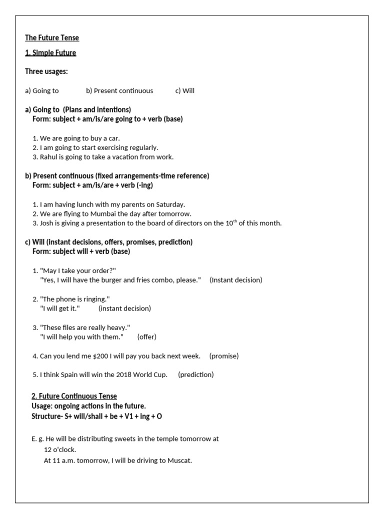 Future Tenses Explained | PDF