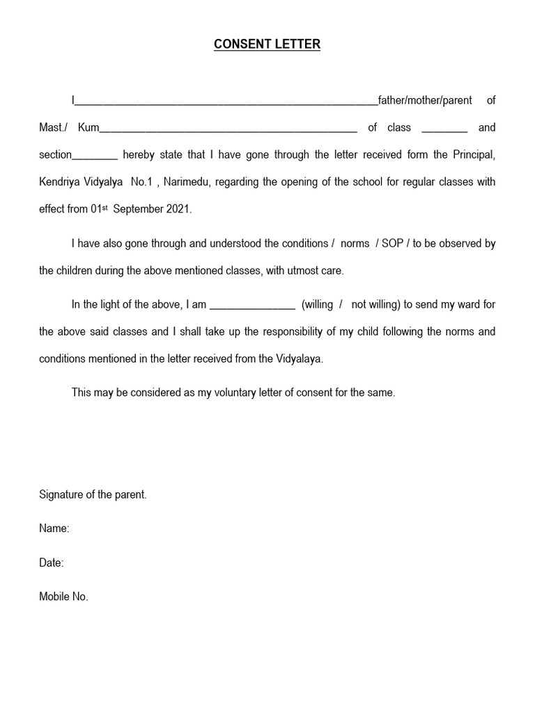 CONSENT LETTER | PDF