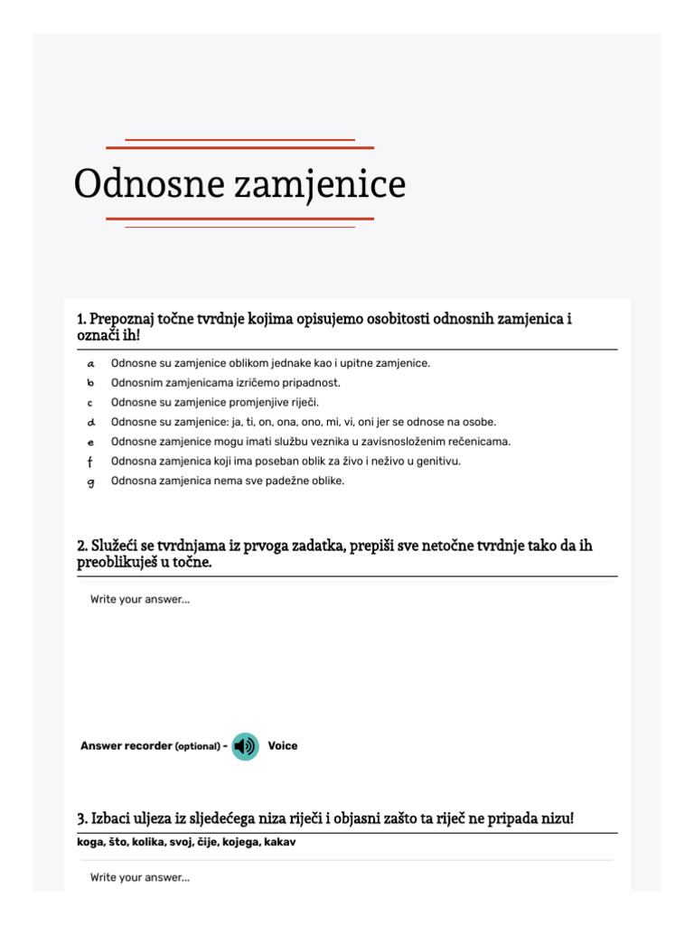 Odnosne Zamjenice | PDF