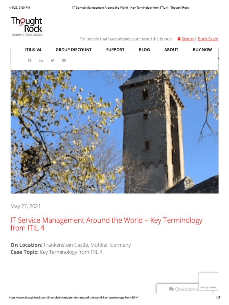 ITSM Around the World - Key ITIL 4 Terms - Thought Rock | PDF ...