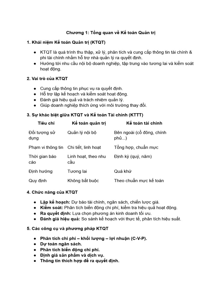 Đề Cương KTQT | PDF