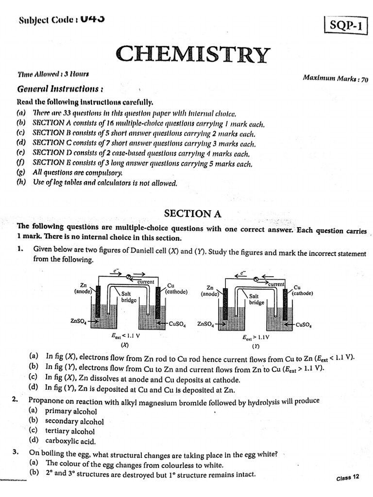MTG Chemistry SQP 1 | PDF
