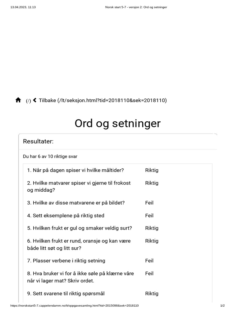 Norsk Start 5-7 - Versjon 2 - Ord Og Setninger | PDF