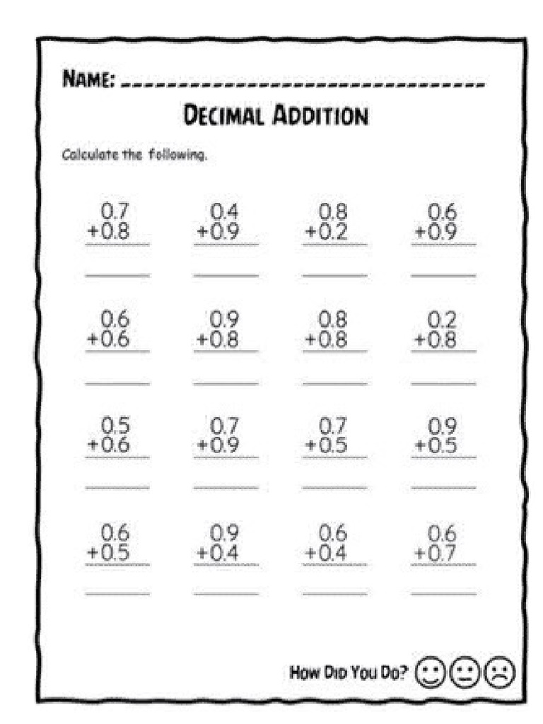 Decimals Addition | PDF
