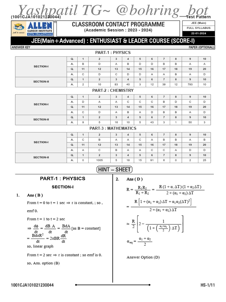 (@bohring - Bot) ANSWER KEY | PDF | Acid | Titration