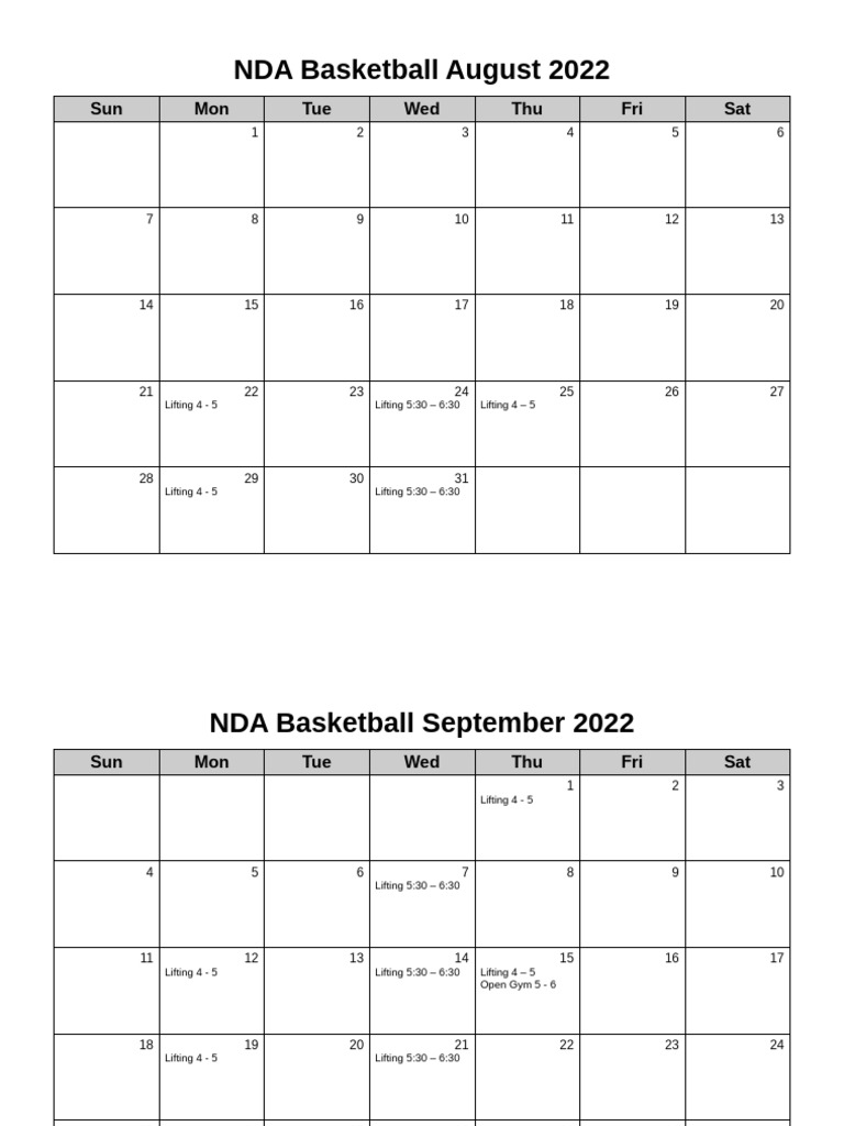 August and September Calendar 3 | PDF