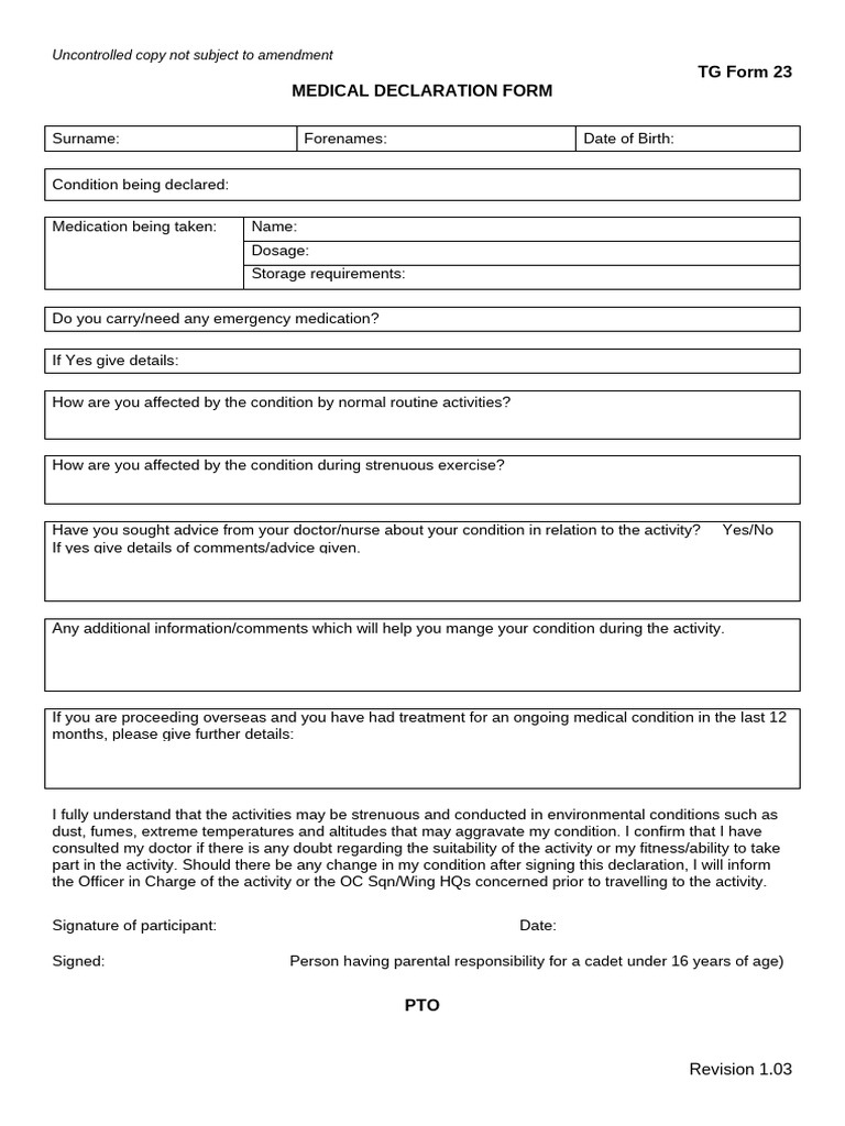 Medical Declaration Form | PDF | Health Care