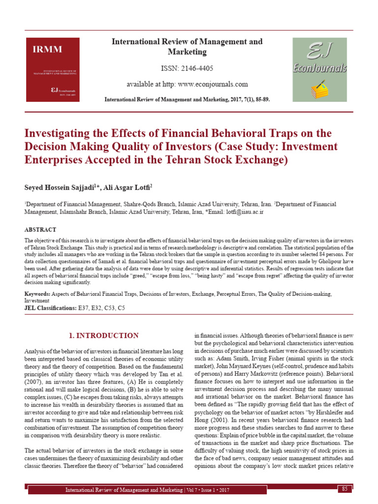Impact of Behavioral Traps on Investor Decisions | PDF | Behavioral ...