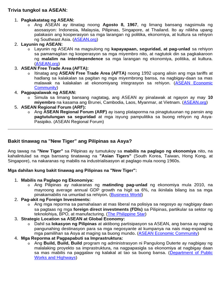 Asean Trivia | PDF