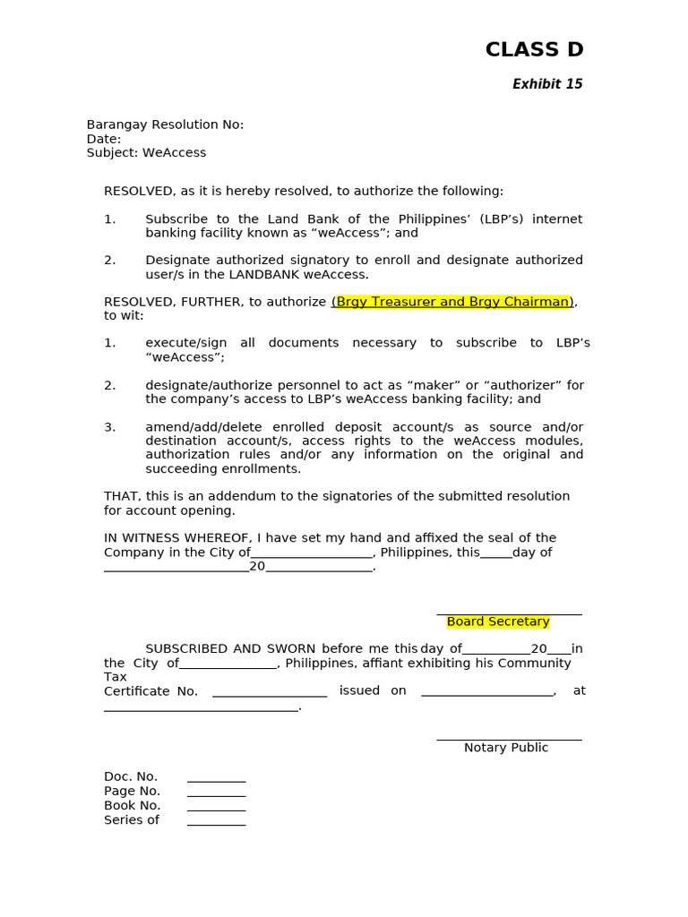 Exhibit 15 Brgy Resolution | PDF