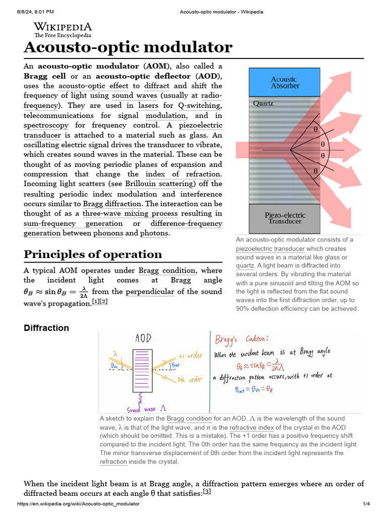 Acousto-Optic Modulator - Wikipedia | PDF | Electrodynamics | Physical ...