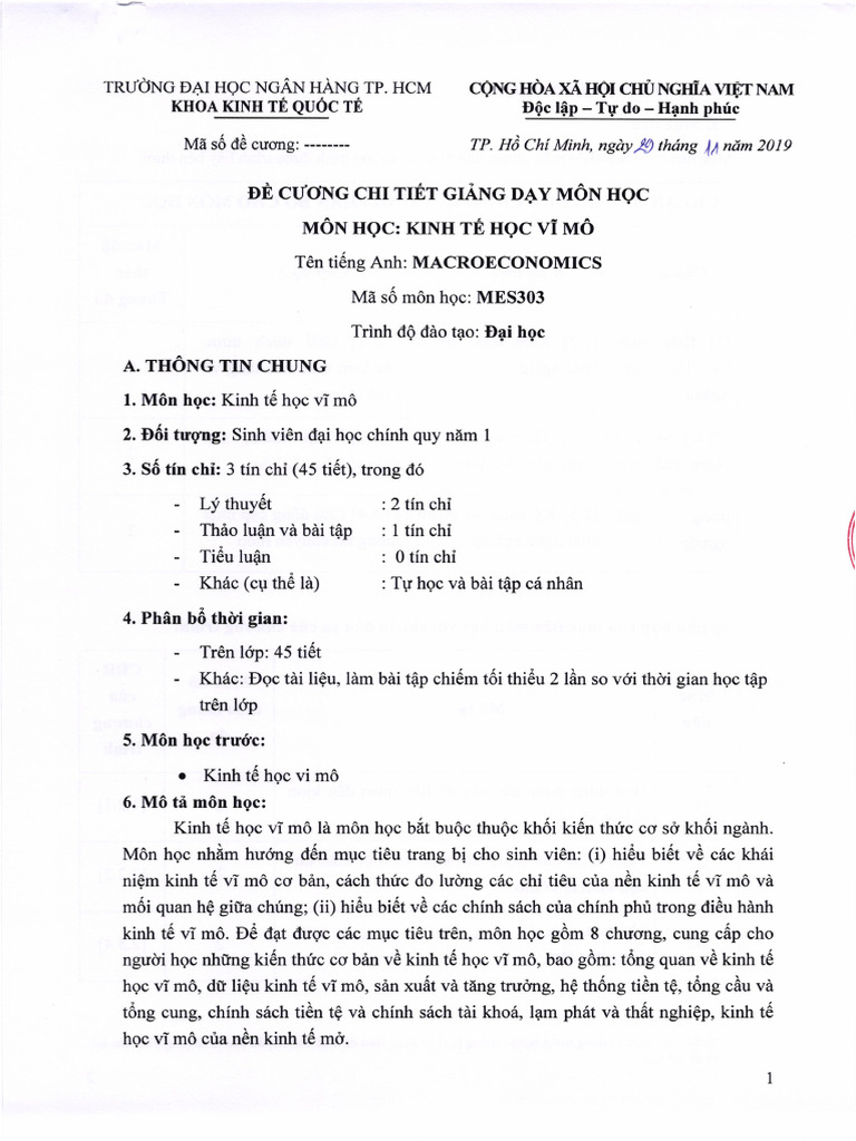 De Cuong KTH VĨ Mô | PDF