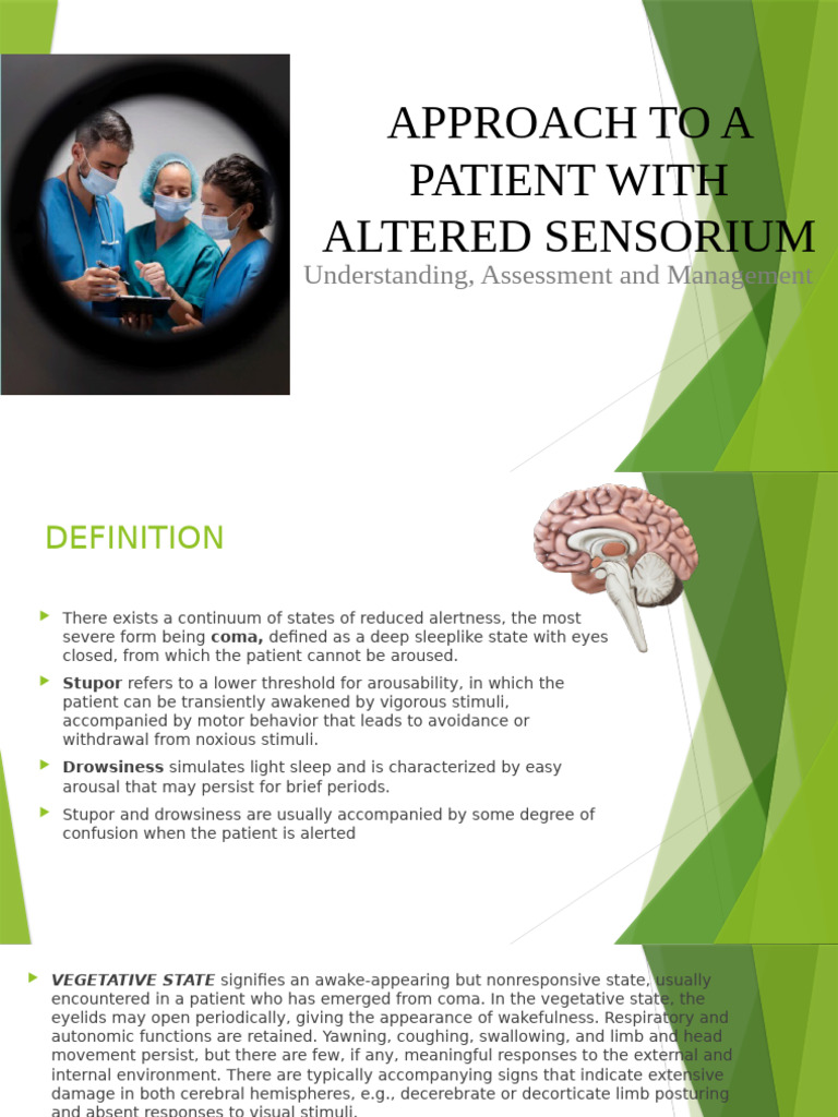 Approach To A Patient With Altered Sensorium | PDF | Coma | Fever