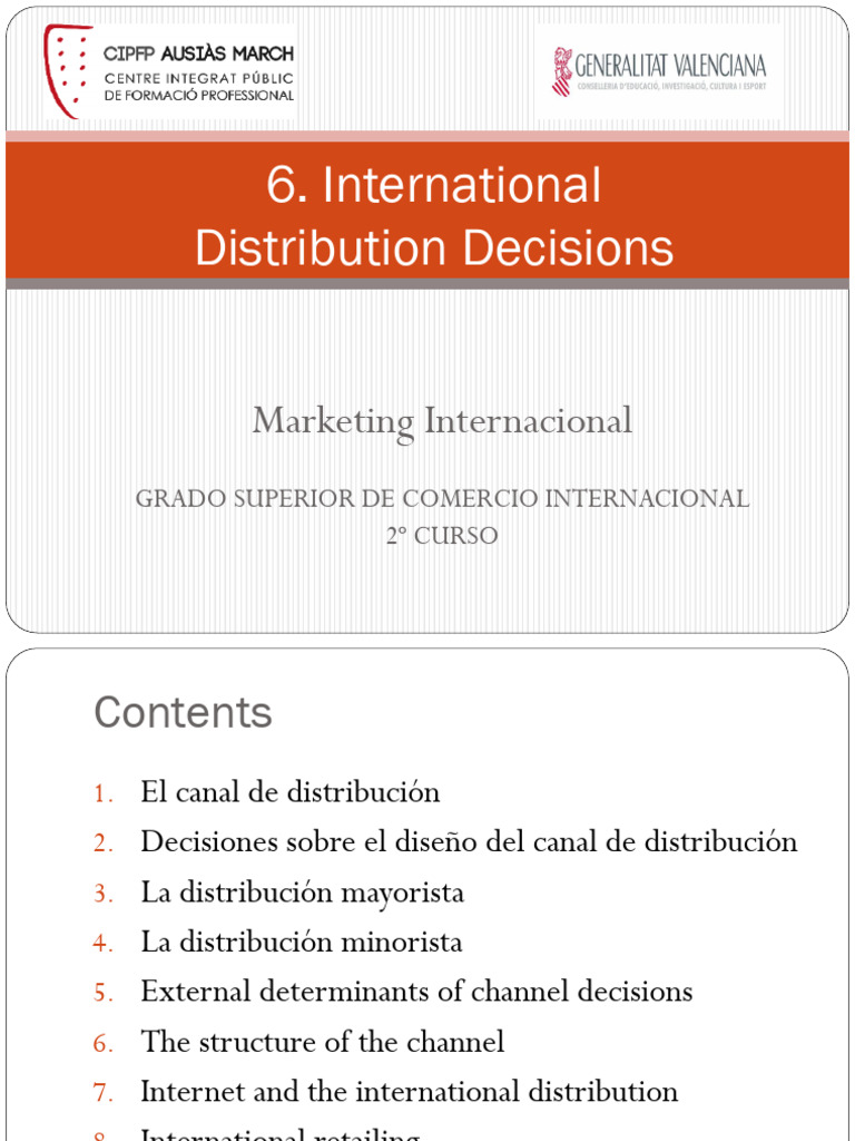 International Distribution Decisions | PDF | Al por menor | Mercados ...
